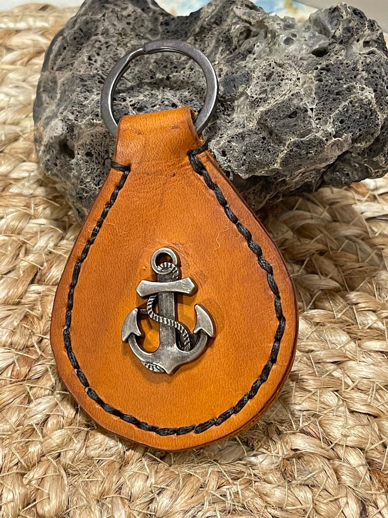 Handcrafted Leather Anchor Key Chain or Purse Charm - Etsy
