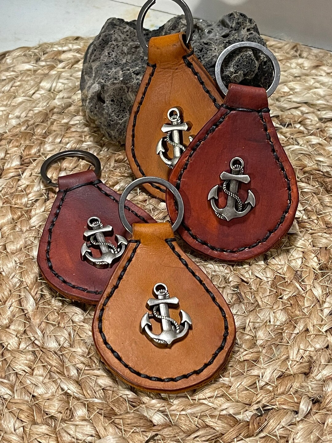 Handcrafted Leather Anchor Key Chain or Purse Charm - Etsy