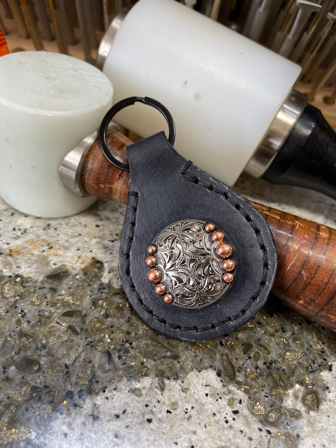 Handcrafted Leather Scroll With Copper Key Ring or Purse Charm - Etsy