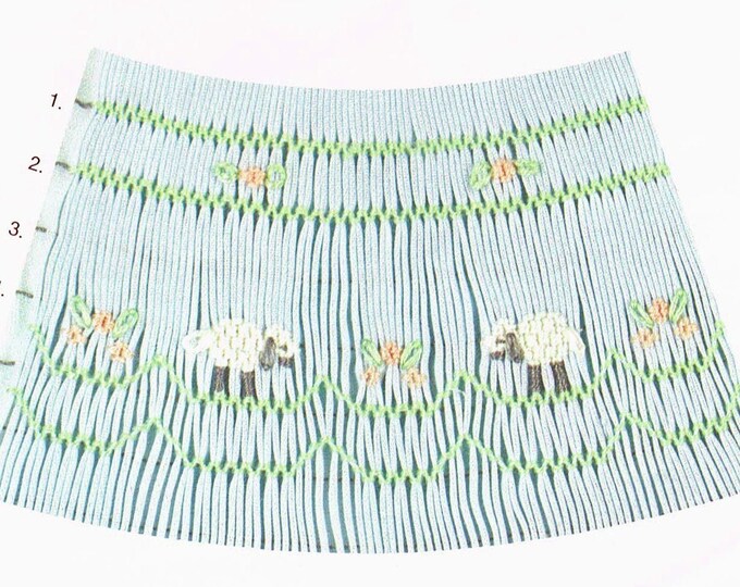 Sheep & Flowers English Smocking Template Pattern Little Lambs Ellen ...