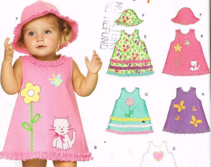 Size NB-L Baby Easy Sleeveless A Line Knee Length Dress & Sun Hat ...