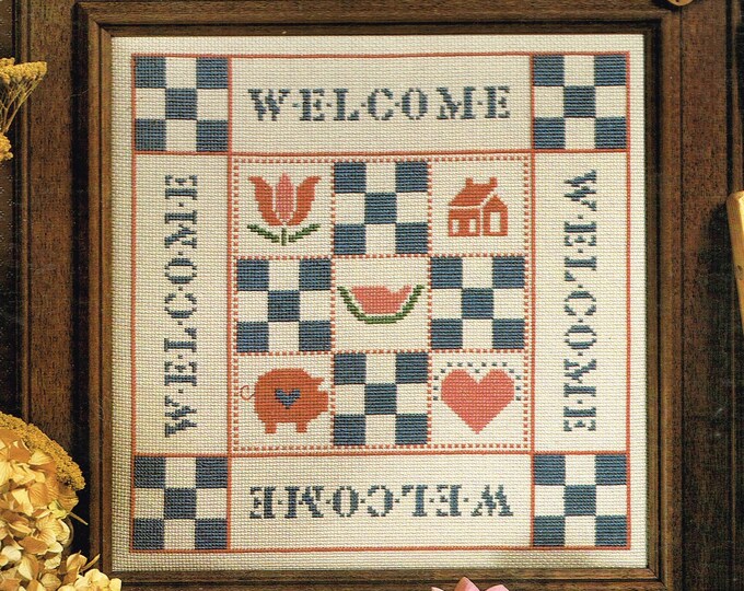 Country Quilt Block Welcome Cross Stitch Pattern Folk Art Motifs the ...