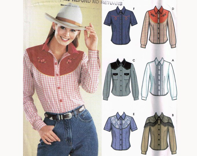 Size 14-20 Misses Easy Plus Size Long Sleeve Decorative Yoke Fitted ...