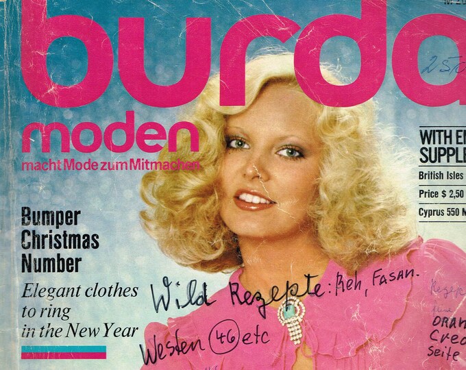 December 1975 Burda Sewing Pattern Magazine English Language - Etsy