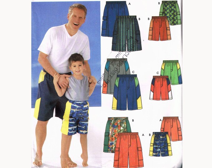 Men or Boy's Pull on Shorts or Swim Trunks Sewing Pattern - Father ...