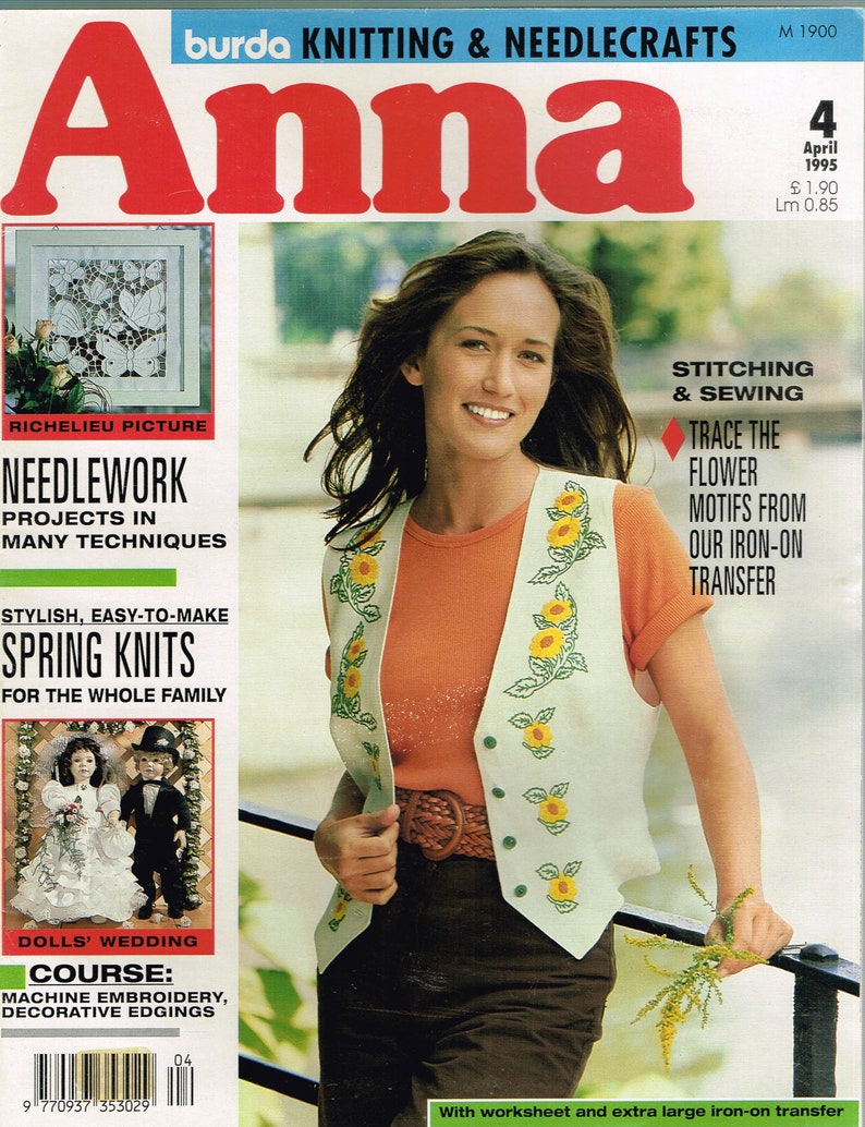 April 1995 Anna Burda Knitting or Crochet Craft Magazine | Etsy