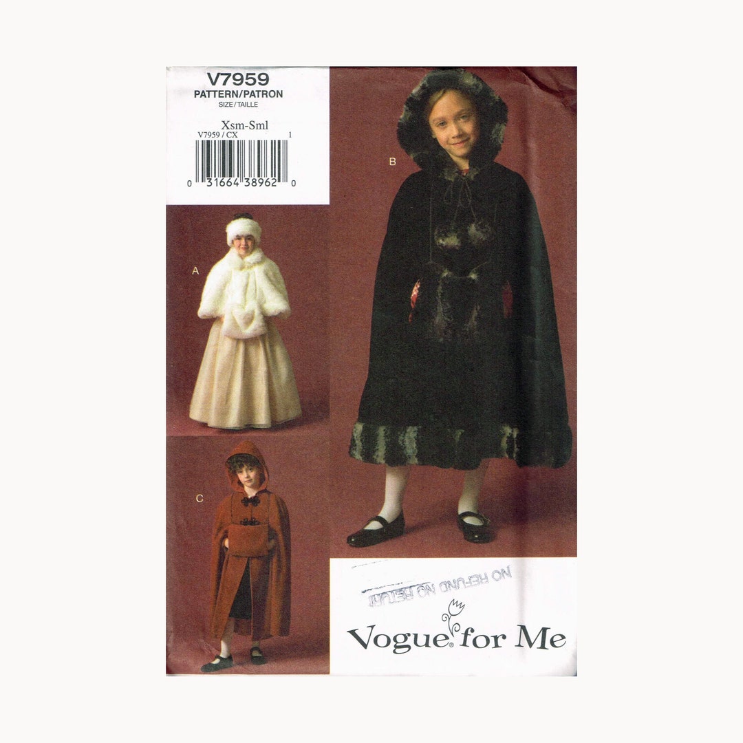Size 3-6 Girl's Easy Faux Fur Cape With Hood or Capelet Sewing Pattern ...