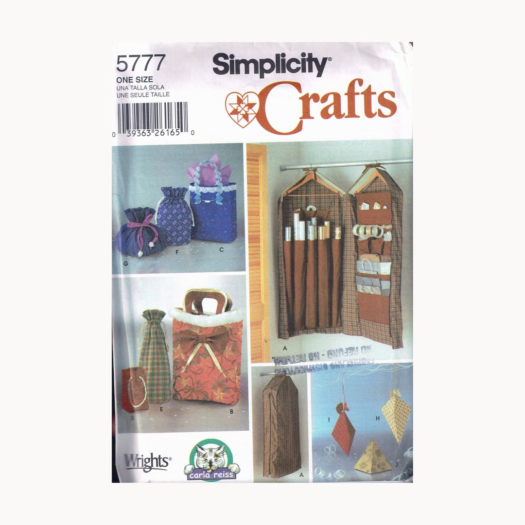 Hanging Gift Wrap Organizer & Cloth Gift Bags Craft Sewing Pattern ...