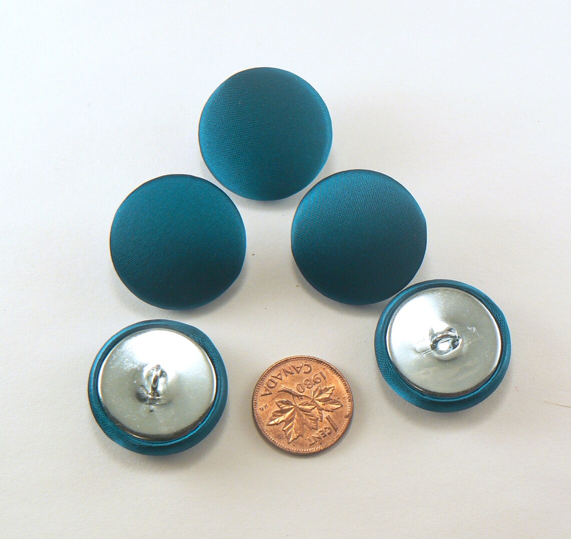 1 Teal Green Satin Fabric Covered Shank Sewing Buttons - Etsy