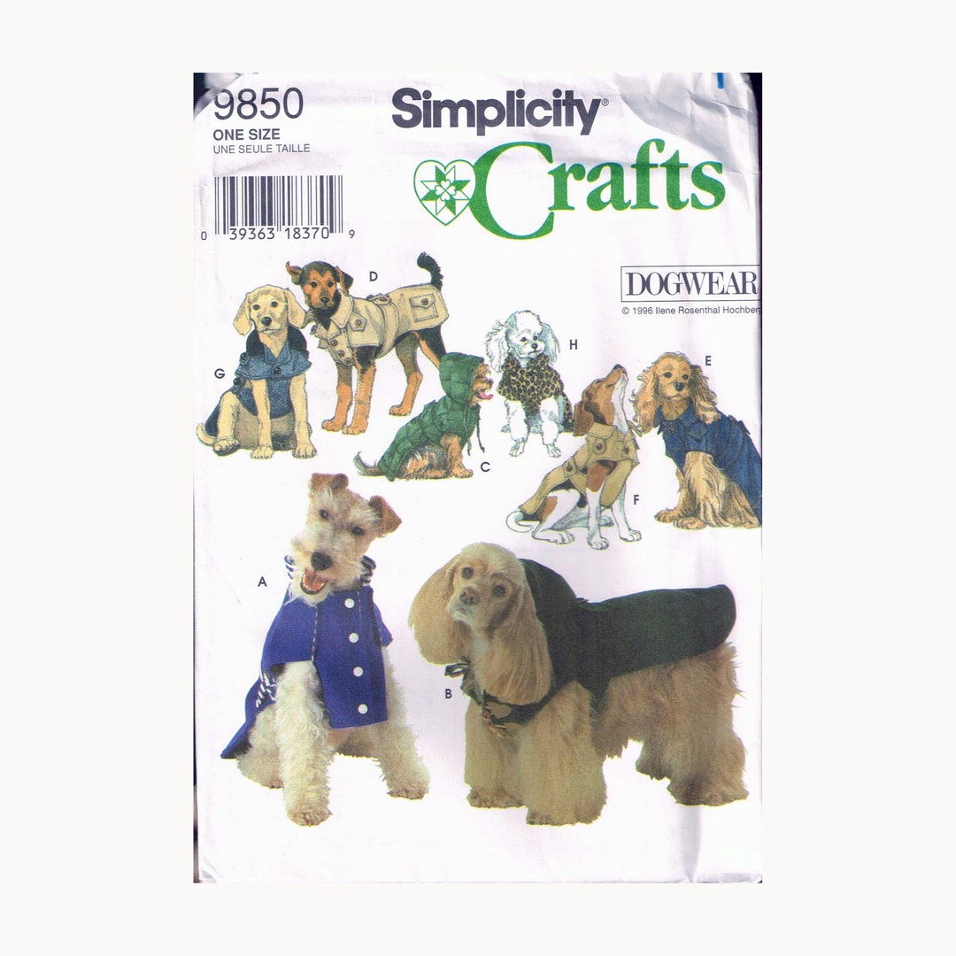 Dog Trench Coat or Dog Coat With Hood Sewing Pattern - Simplicity 9850 ...
