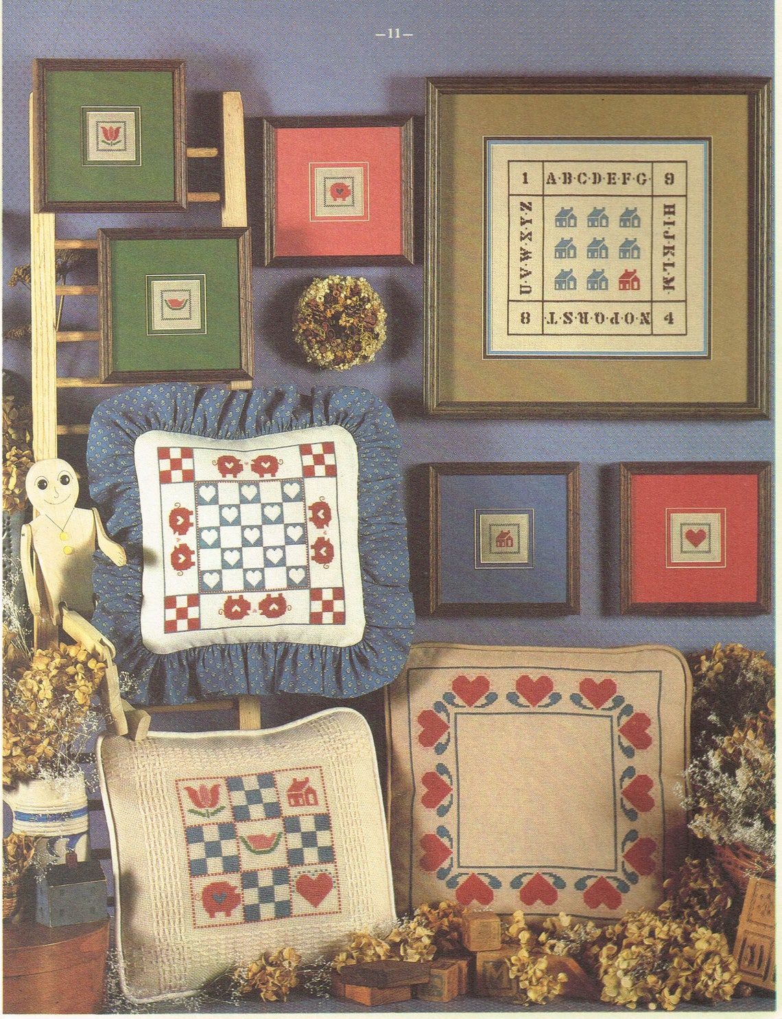 Country Quilt Block Welcome Cross Stitch Pattern Folk Art | Etsy