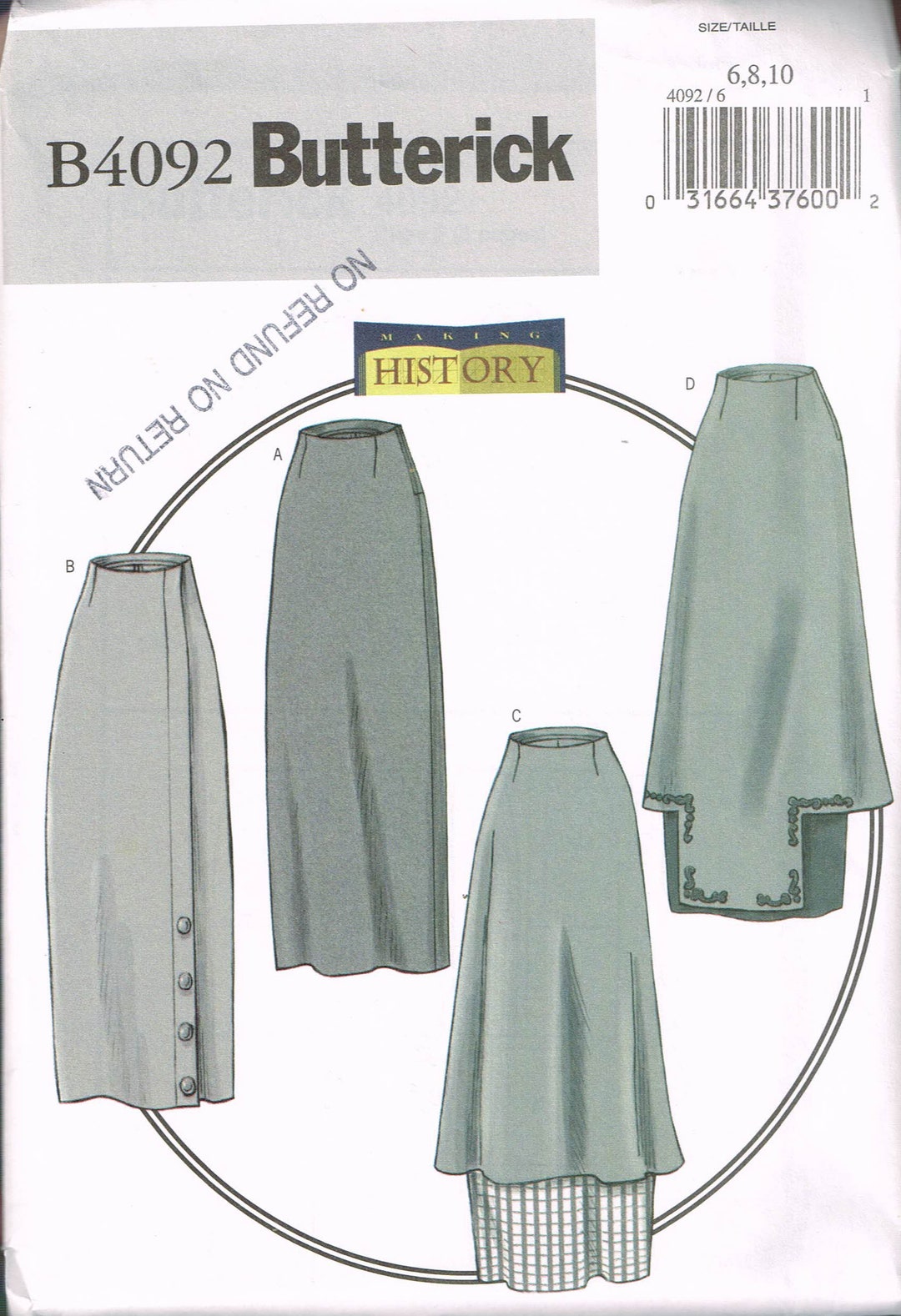 Size 6-10 Misses Historical Basque Long Skirt Sewing Pattern - Etsy