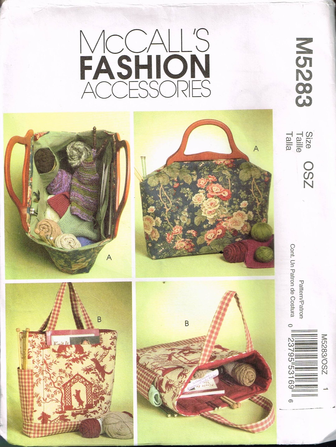 Knitting & Craft Tote Bag Sewing Pattern Mccalls M5283 - Etsy