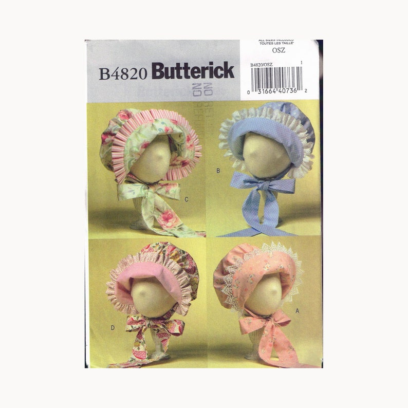Heirloom Baby Bonnet Sewing Pattern - Butterick B4820 - Etsy