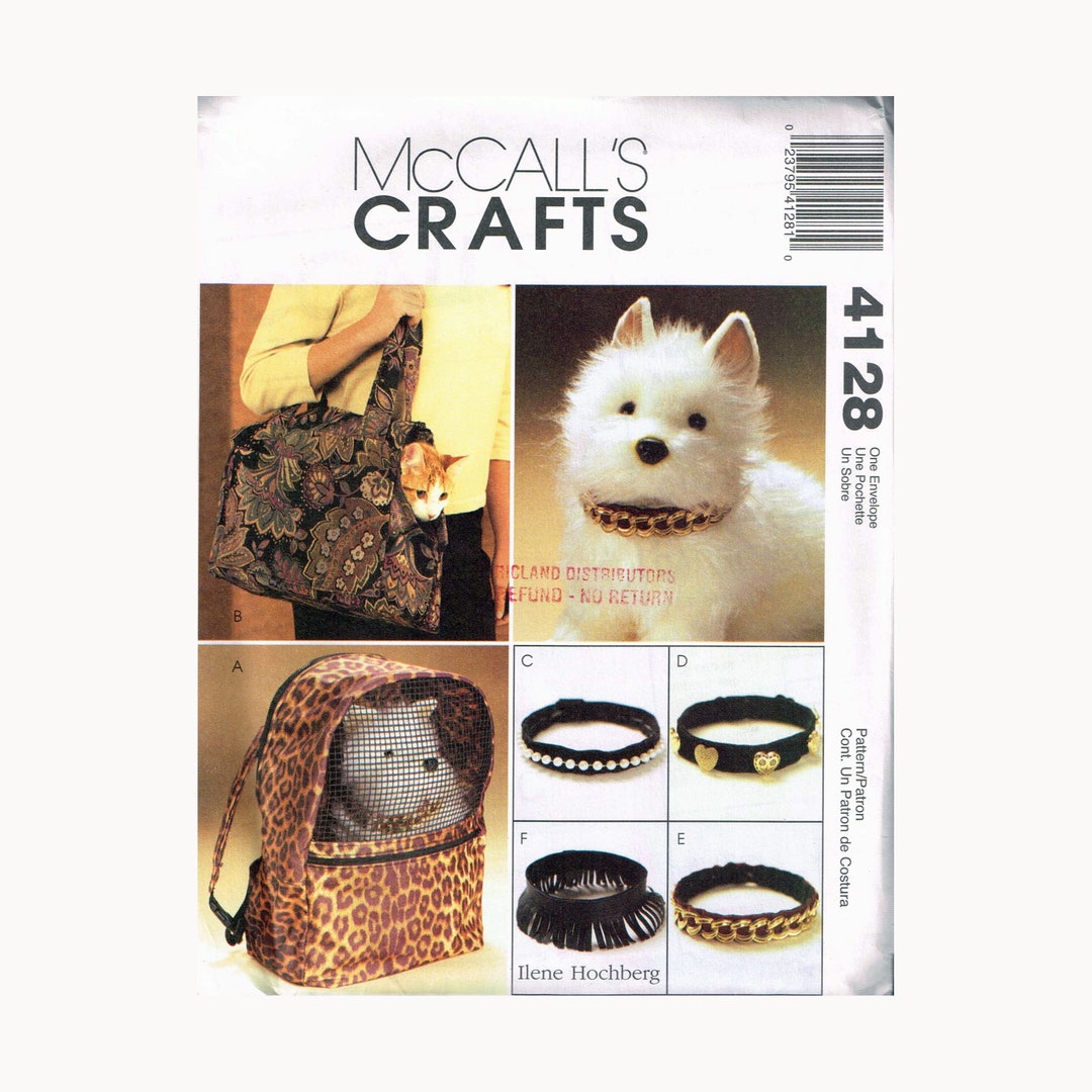 Small Dog or Cat Backpack Carrier or Decorative Collars Sewing Pattern ...