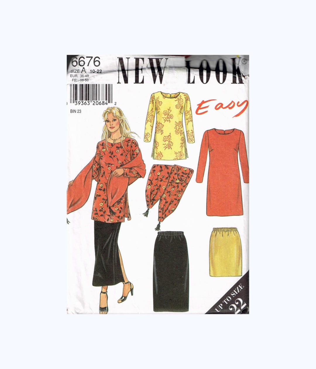 Size 10-22 Misses' Easy Plus Size Long Sleeve Tunic Top & Pull on Skirt ...