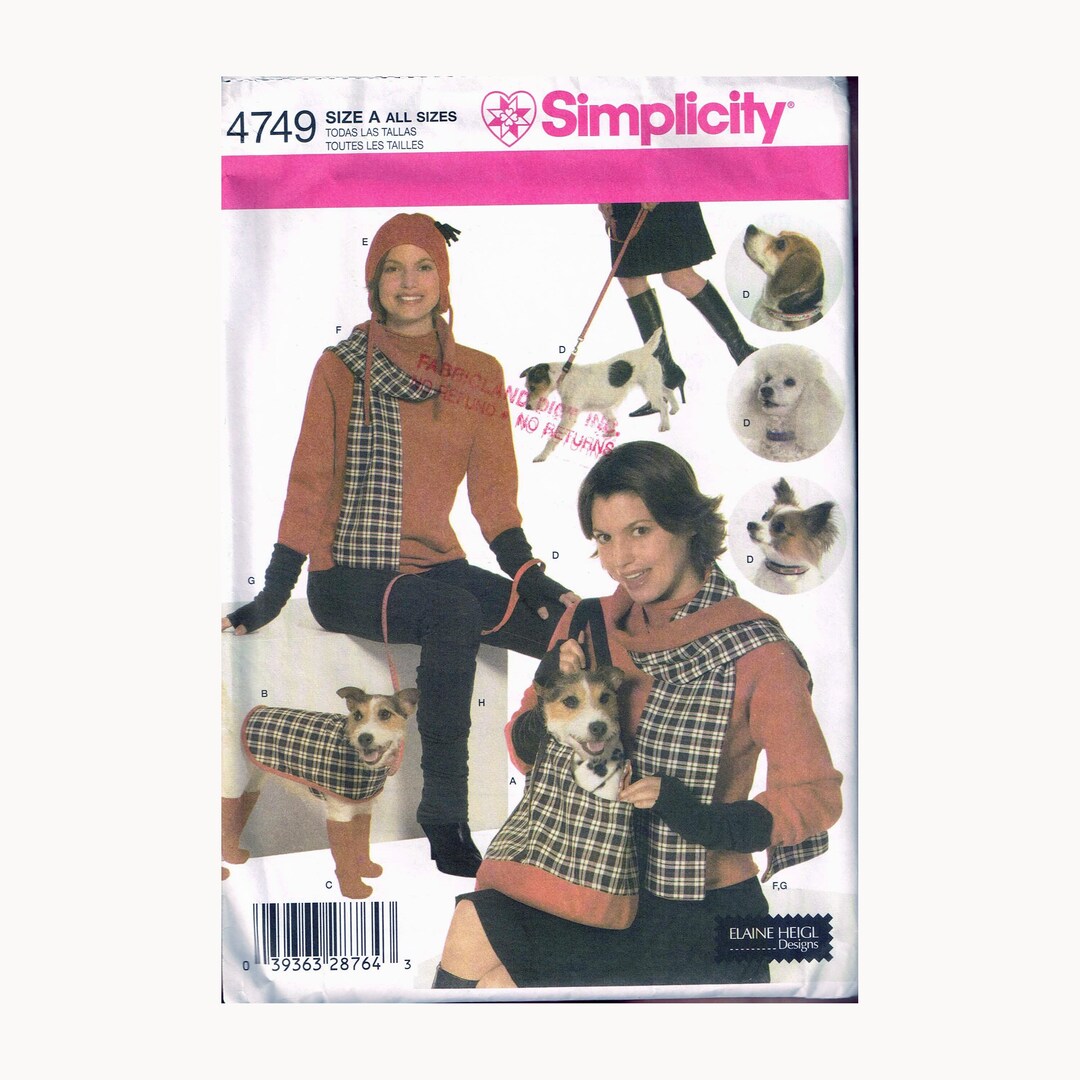 Small Dog Coat or Soft Dog Carrier Sewing Pattern - Simplicity 4749 - Etsy