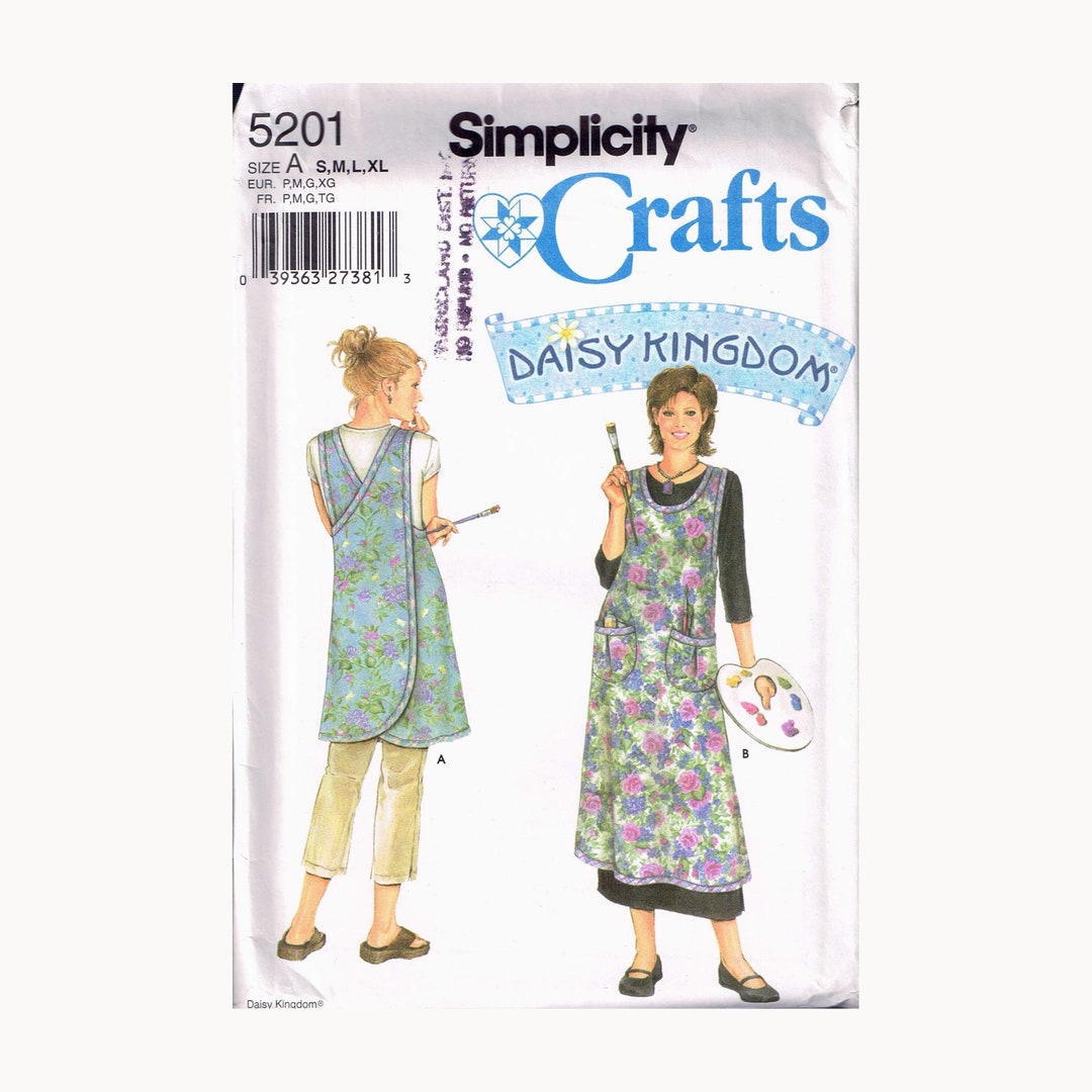 Adult Art Smock or Long Cross Back Apron Sewing Pattern - Daisy Kingdom ...
