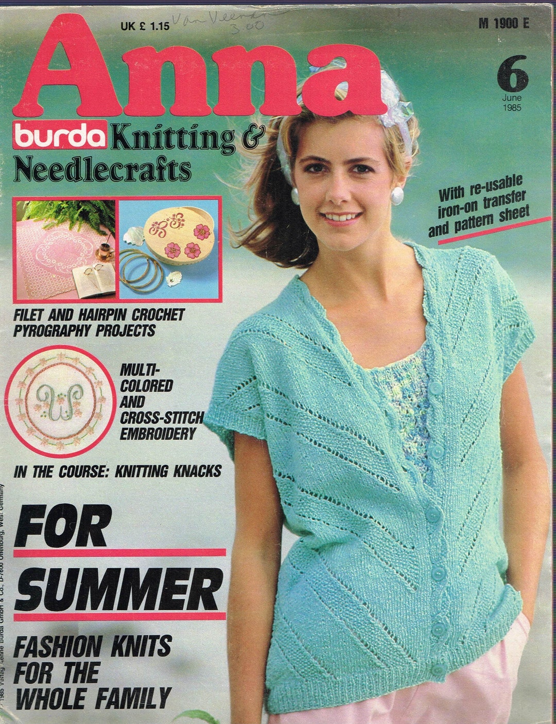 June 1985 Anna Burda Knitting or Crochet Craft Magazine - Etsy