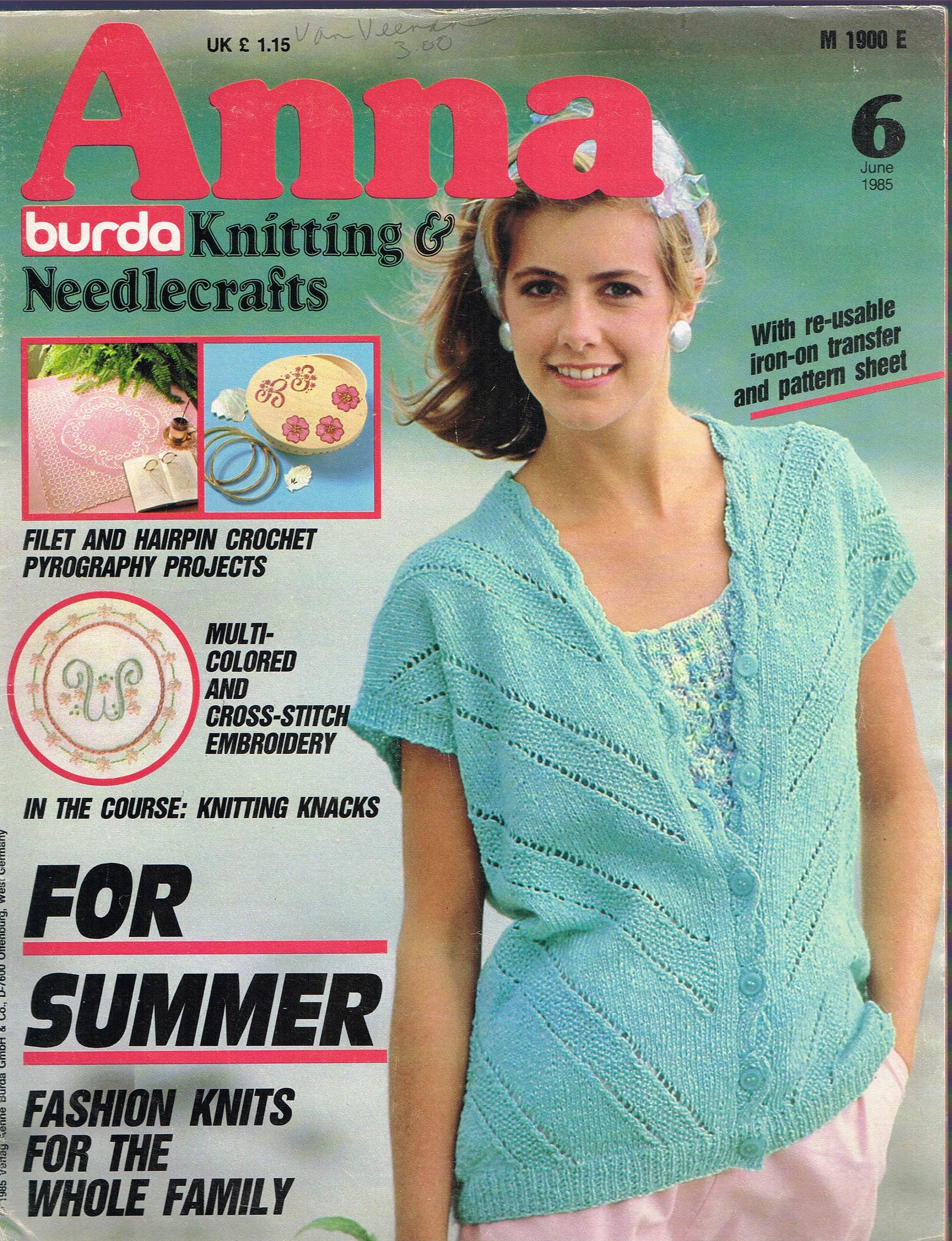 June 1985 Anna Burda Knitting Or Crochet Craft Magazine | Etsy