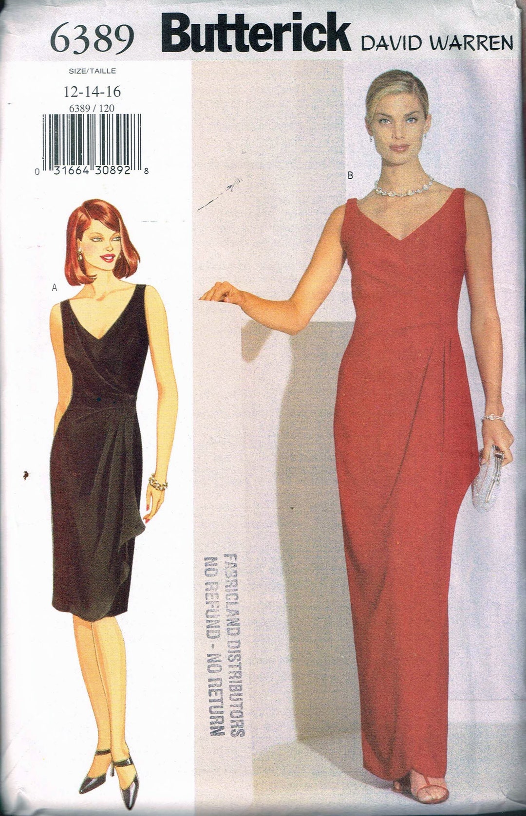 Size 12-16 Misses' Easy Sleeveless Deep V Neck Ankle Length Mock Wrap ...