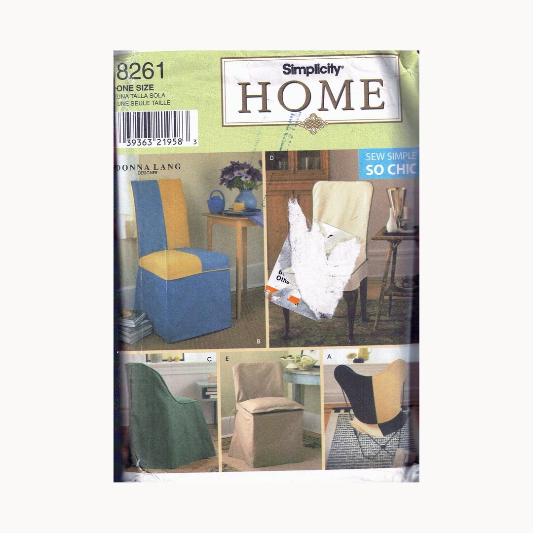 Tie Back Wooden Chair Cover Craft Sewing Patterns Simplicity 8261 - Etsy