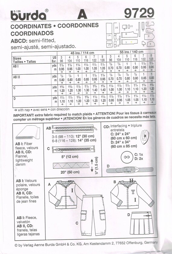 Sewing & Needlecraft Sewing & Fiber Craft Supplies & Tools Burda 9729 ...