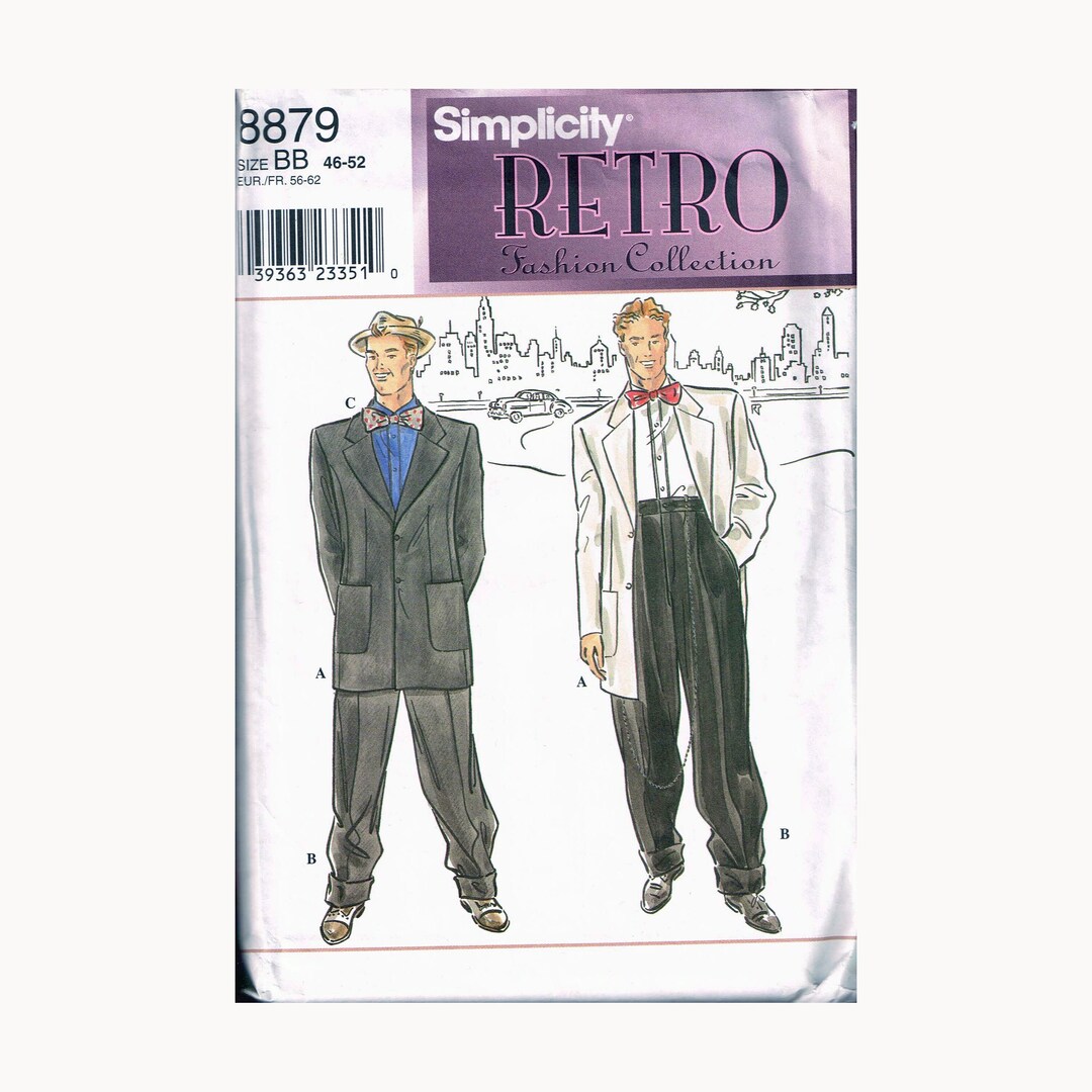 Size 46-52 Mens Retro Gangster Suit or Retro Tuxedo Sewing Pattern ...