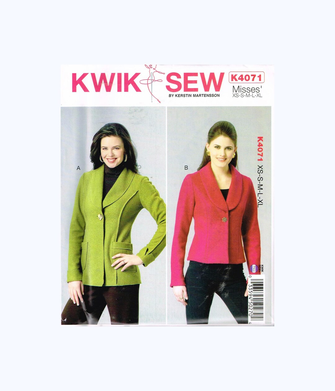 Size XS-XL Misses' Plus Size Shawl Collar Jacket Sewing Pattern - Kwik ...
