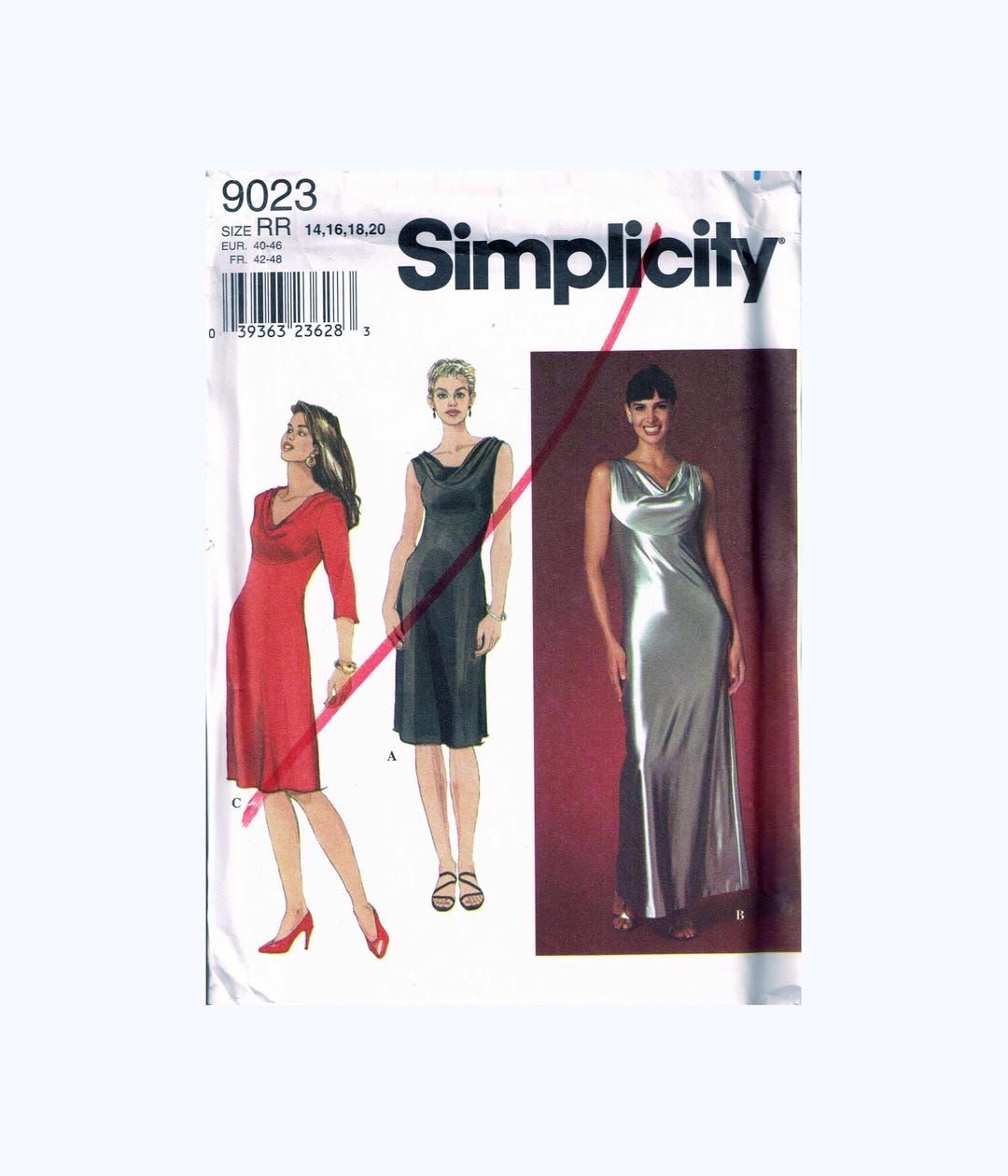 Size 14-20 Misses' Plus Size Drape Neck Long Formal Dress Sewing ...
