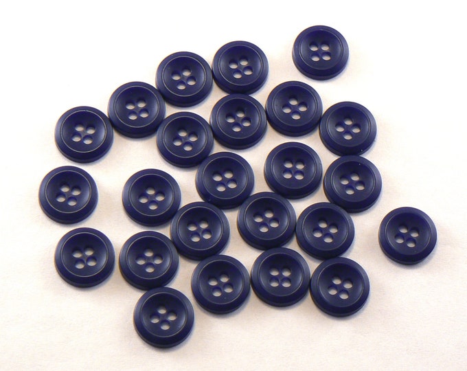 24 - 12 Mm Plastic Blue Buttons - Dark Blue Sewing Buttons - Blue Shirt ...