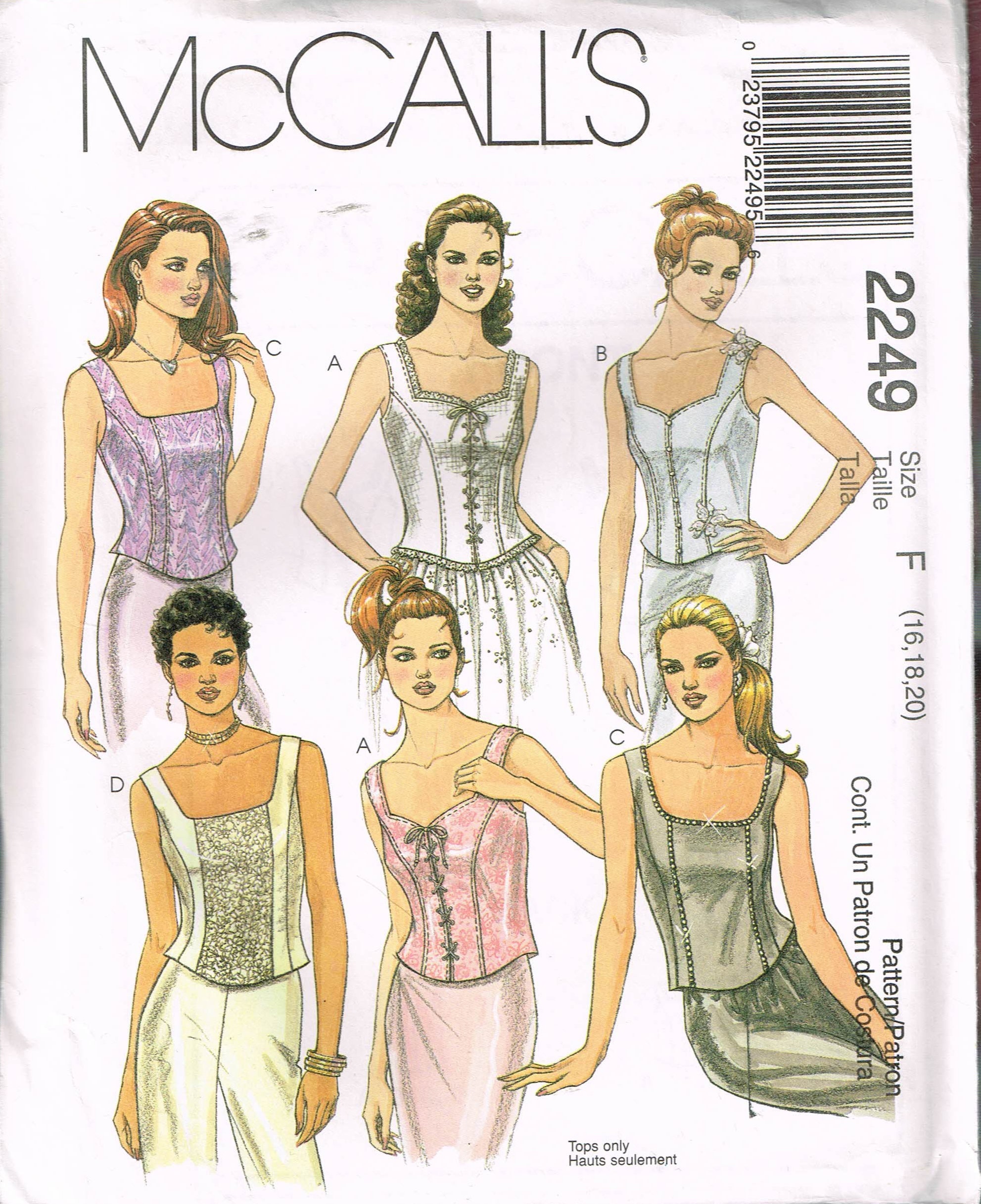 Size 16-20 Misses' Plus Size Corset Top Sewing Pattern | Etsy