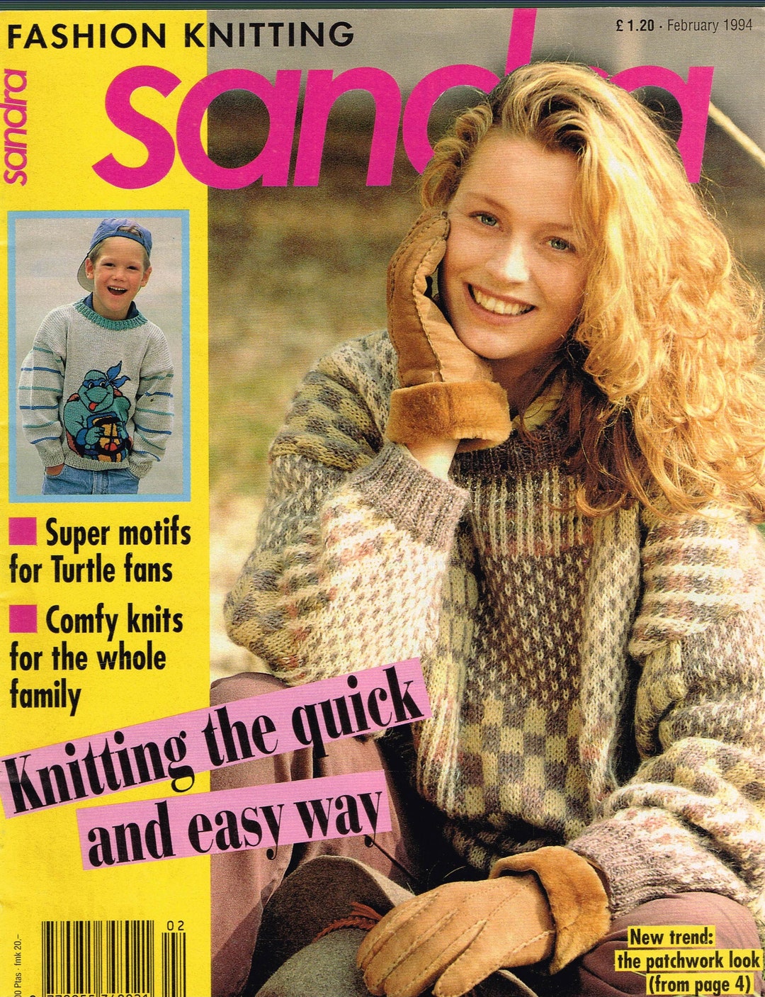 February 1994 Sandra Knitting Magazine Misses Mens & Childrens Sweaters ...