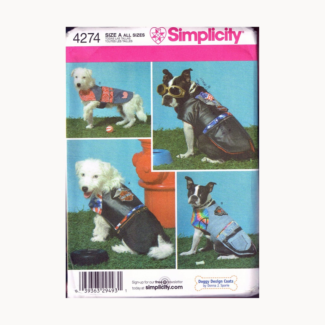 Motorcycle Style Dog Coat Sewing Pattern Simplicity 4274 - Etsy