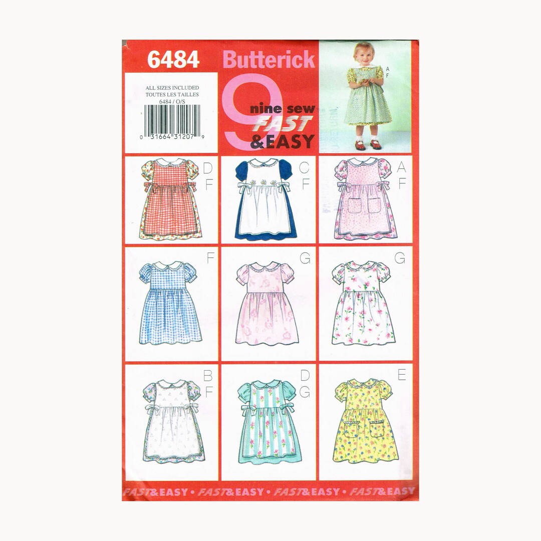 Size 1-4 Toddler Girls Easy Puff Sleeve Dress With Pinafore Sewing ...