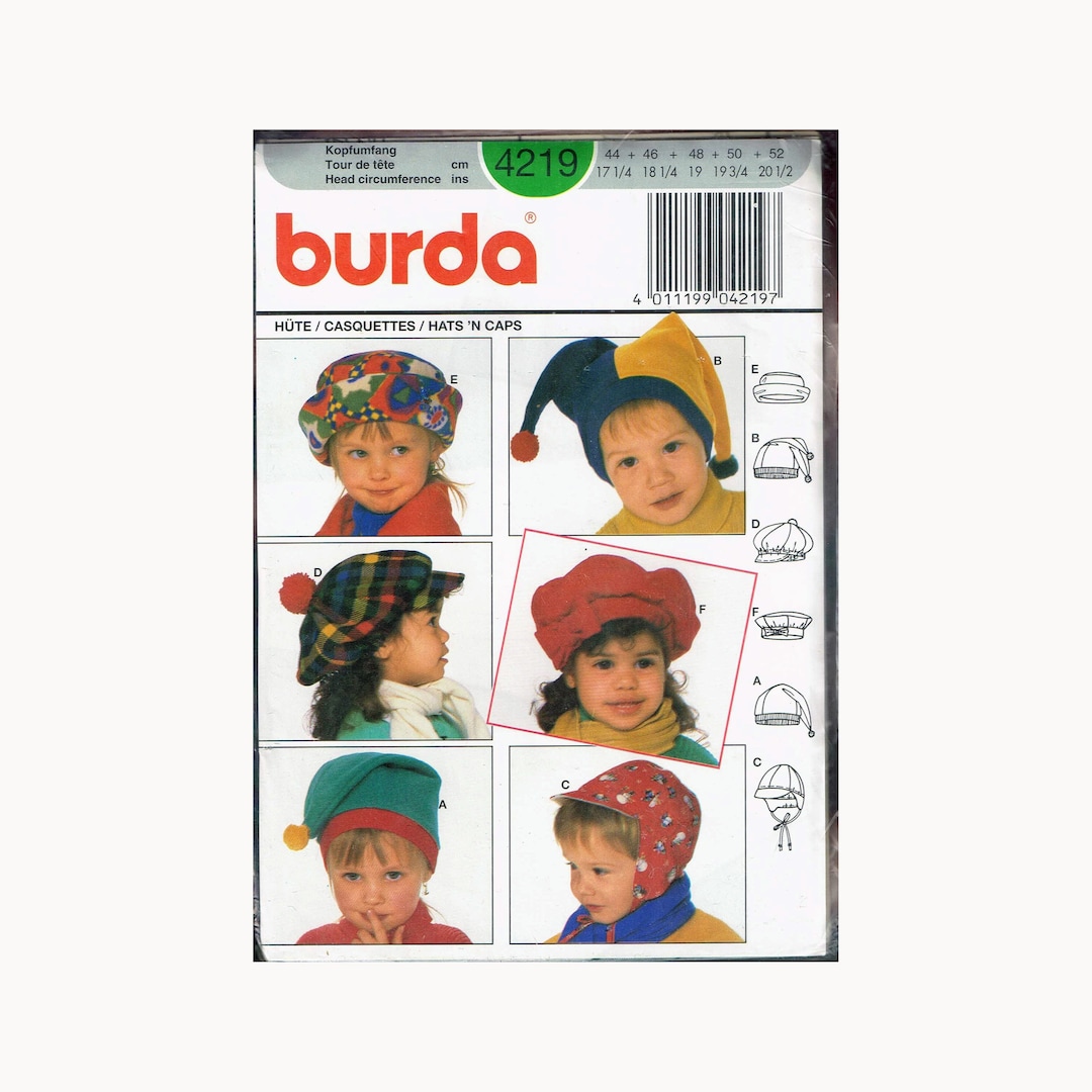 Burda 4219 Sewing Pattern: Newsboy, Ear Flap, Jester Hats - Etsy