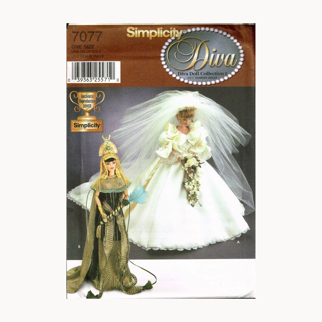 Fashion Doll Princess Diana Wedding Dress or Cleopatra Dress Sewing ...