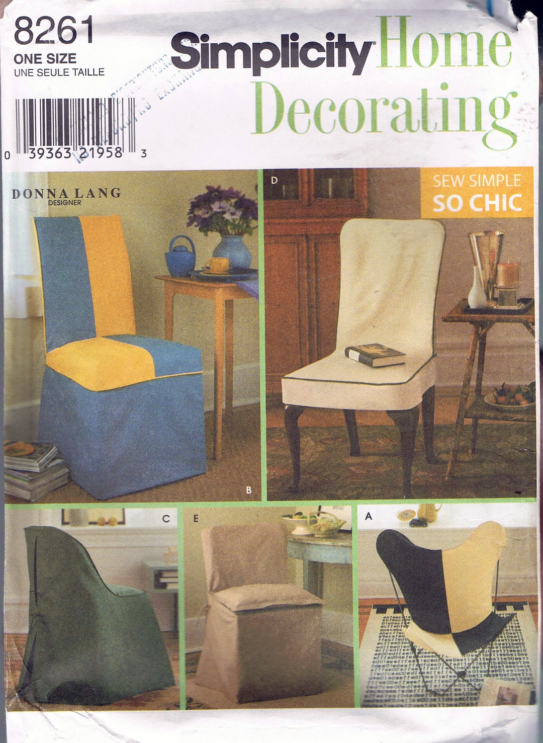 Tie Back Wooden Chair Cover Craft Sewing Patterns Simplicity - Etsy