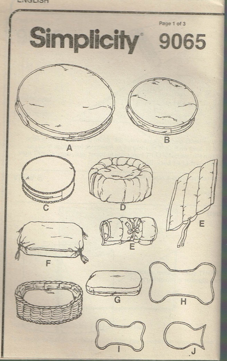 Round or Oval Pet Bed Craft Sewing Pattern - Simplicity 9065 - Etsy
