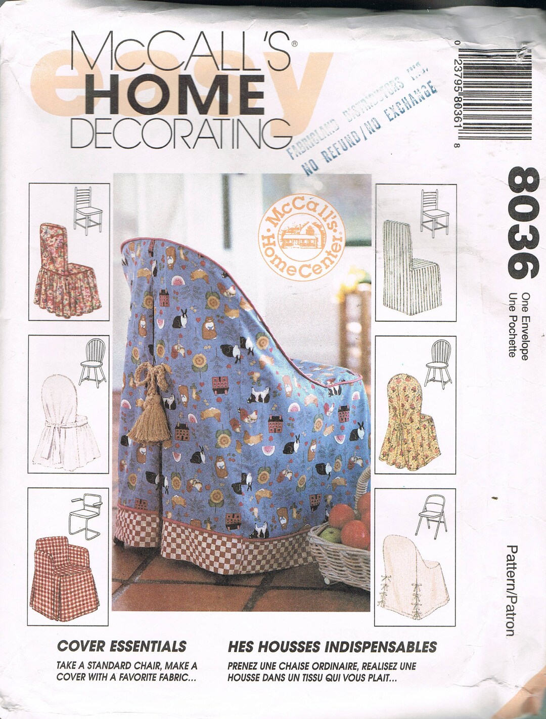 Tie Back Wooden Chair Cover Sewing Patterns Tie on Slip - Etsy