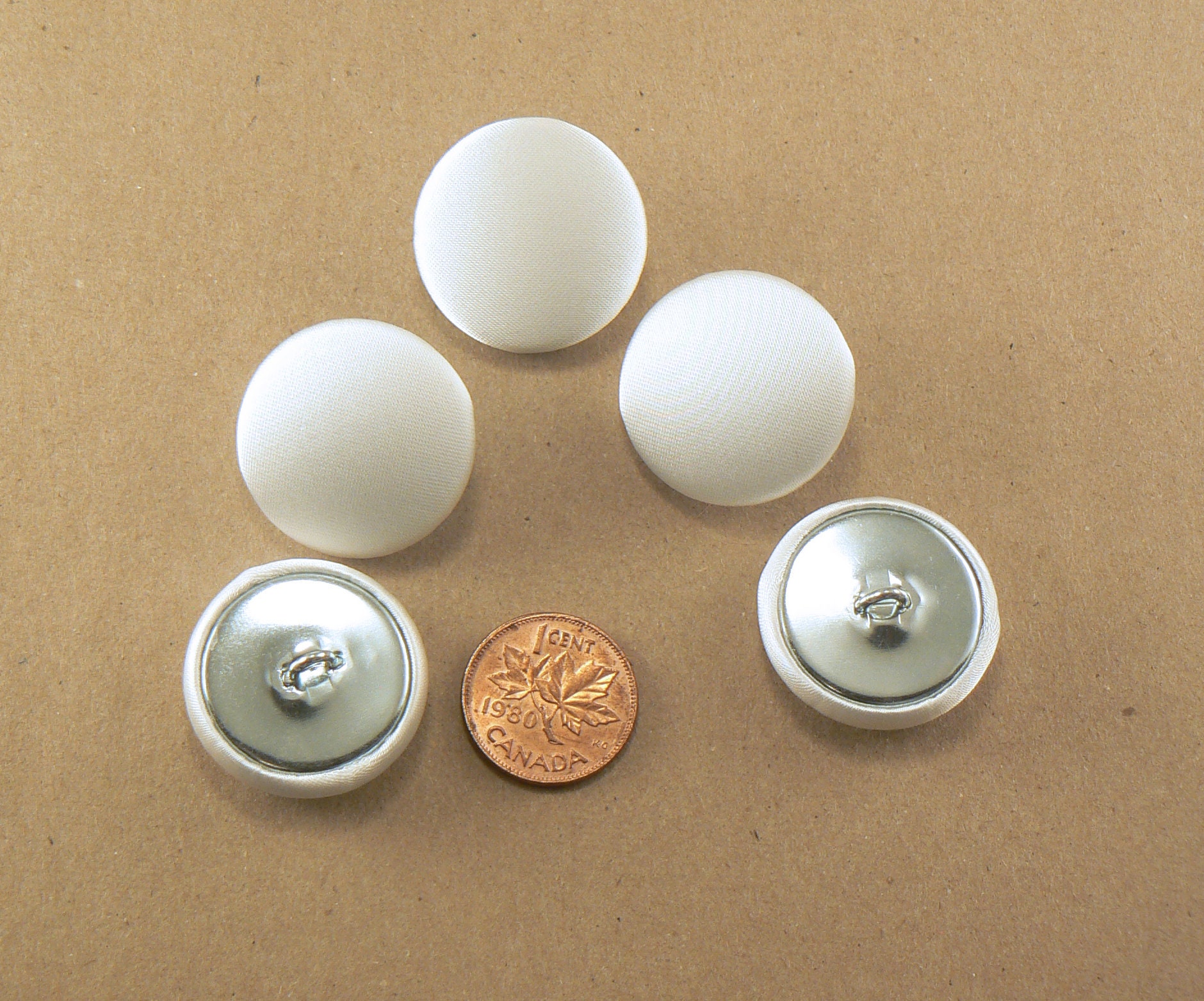 1 White Satin Fabric Covered Shank Sewing Buttons 25 | Etsy
