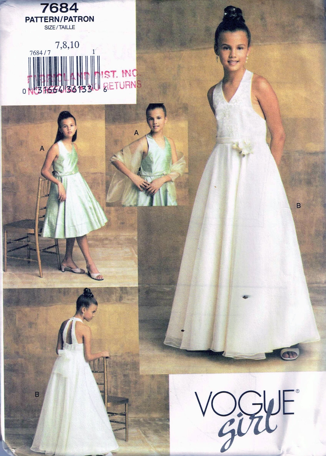 Size 7-10 Girls Formal Halter Neck Fit & Flare Floor Length Tie Back ...