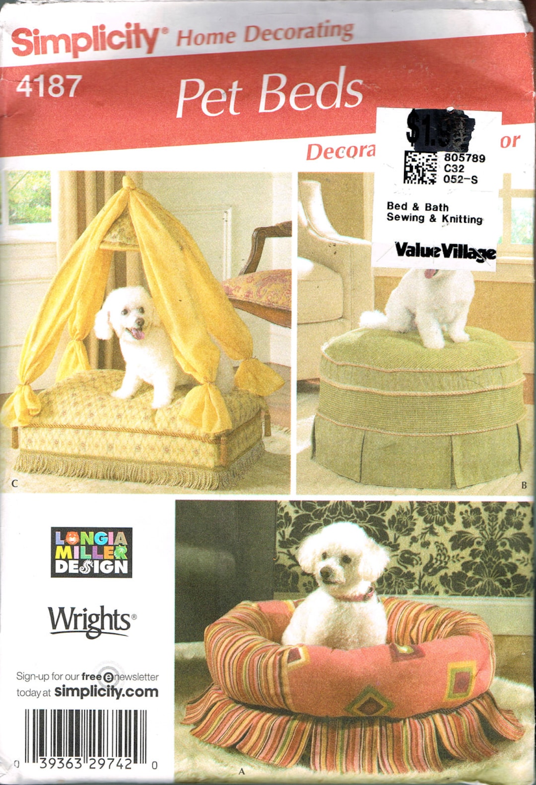 Tent Pet Bed or Donut Bolster Bed Sewing Pattern Simplicity 4187 - Etsy
