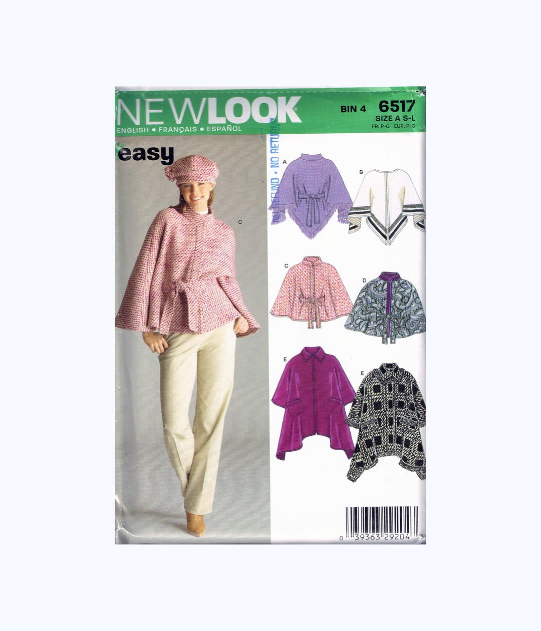 Misses' Size 6-22 Easy Poncho or Cape Sewing Pattern - New Look 6517 - Etsy