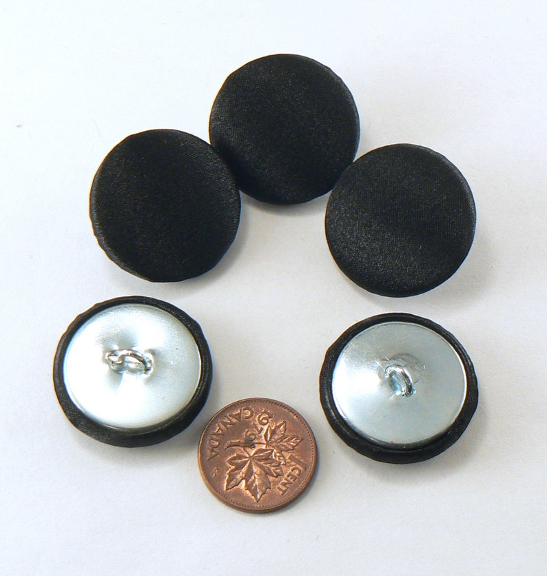 1 Black Satin Fabric Covered Shank Buttons 25 mm Black | Etsy