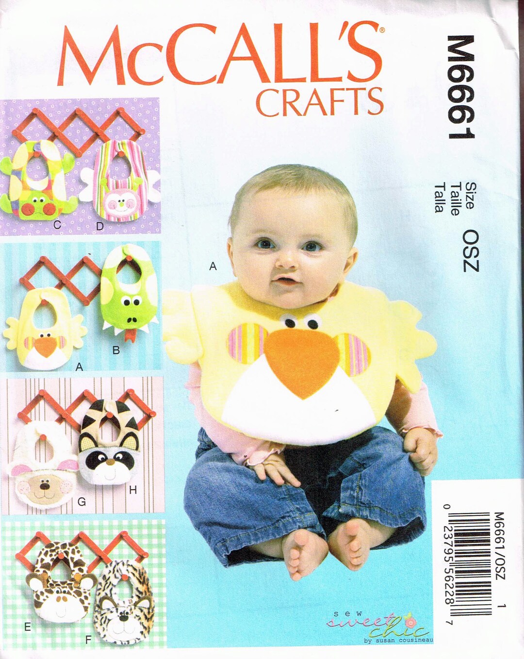 Animal Baby Bibs Sewing Pattern Mccalls M6661 - Etsy