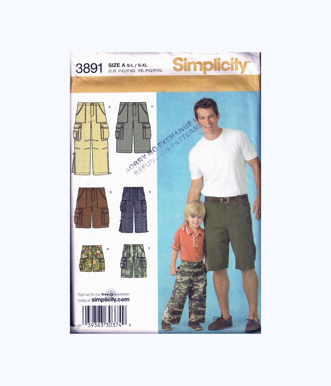 Men or Boy's Cargo Pants or Cargo Shorts Sewing Pattern - Father & Son ...