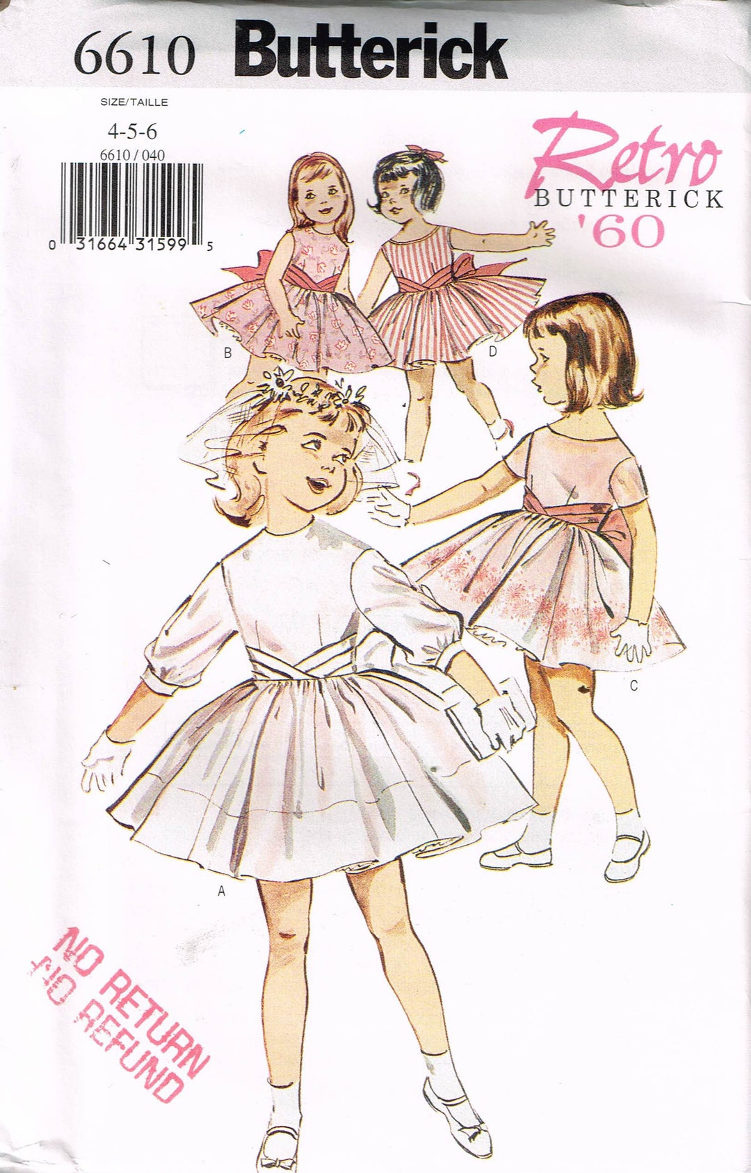 Size 4-6 Girl Vintage Special Occasion Sleeveless or Short Sleeve Dress ...