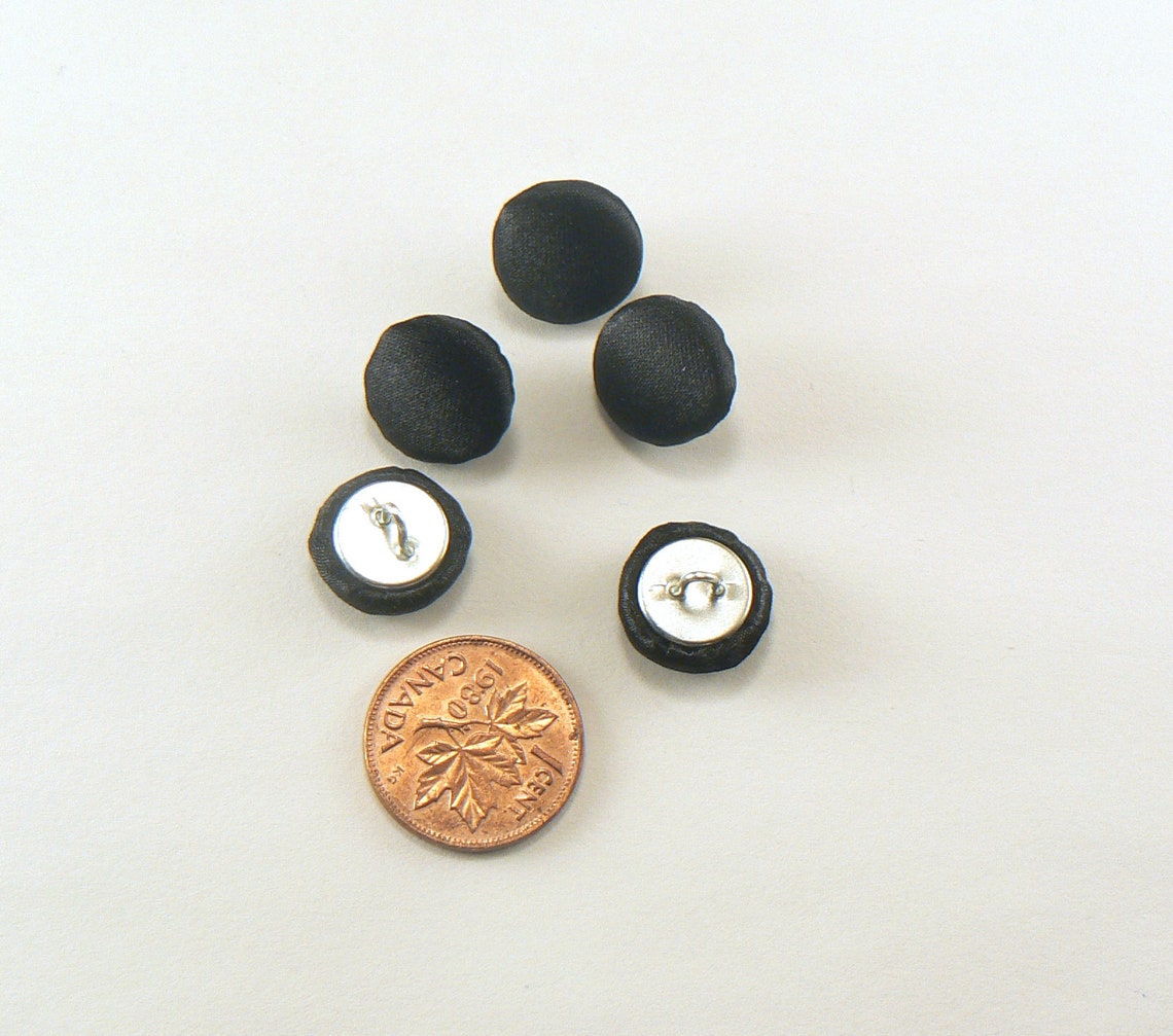 1/2 Black Satin Fabric Covered Shank Buttons 13 mm | Etsy