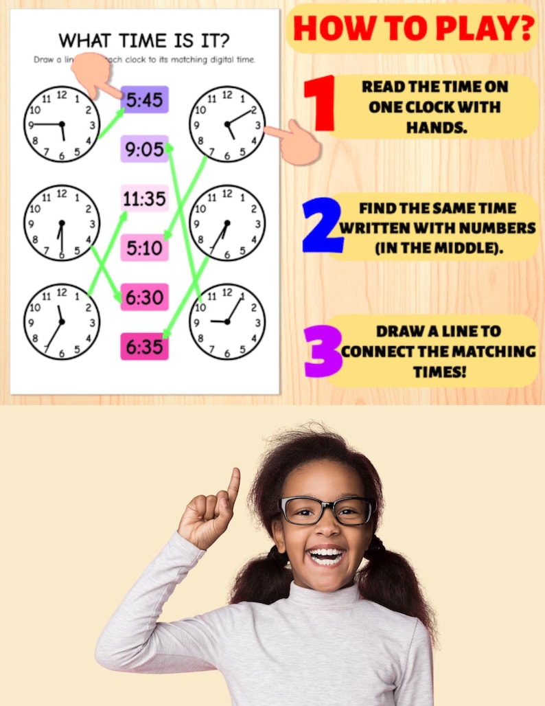 Clock Matching Time Worksheets | 100 Pages Printable Time Practice for ...